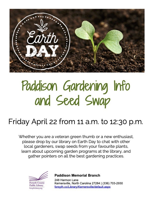 Paddison Earth Day Gardening Information and Seed Swap | Piedmont ...